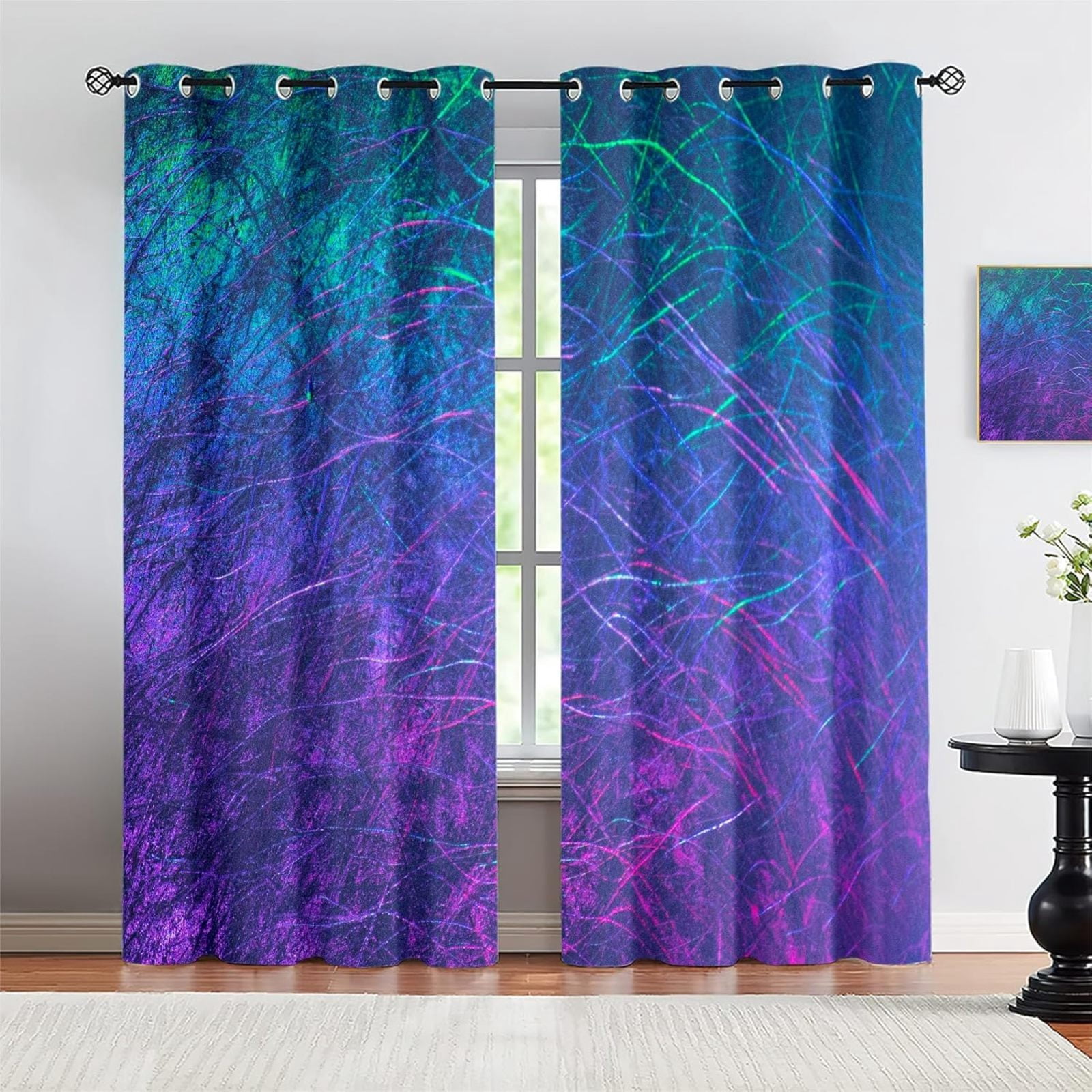 Curtains For Bedroom 3D Print Blue Creative Gradient Art Pattern ...