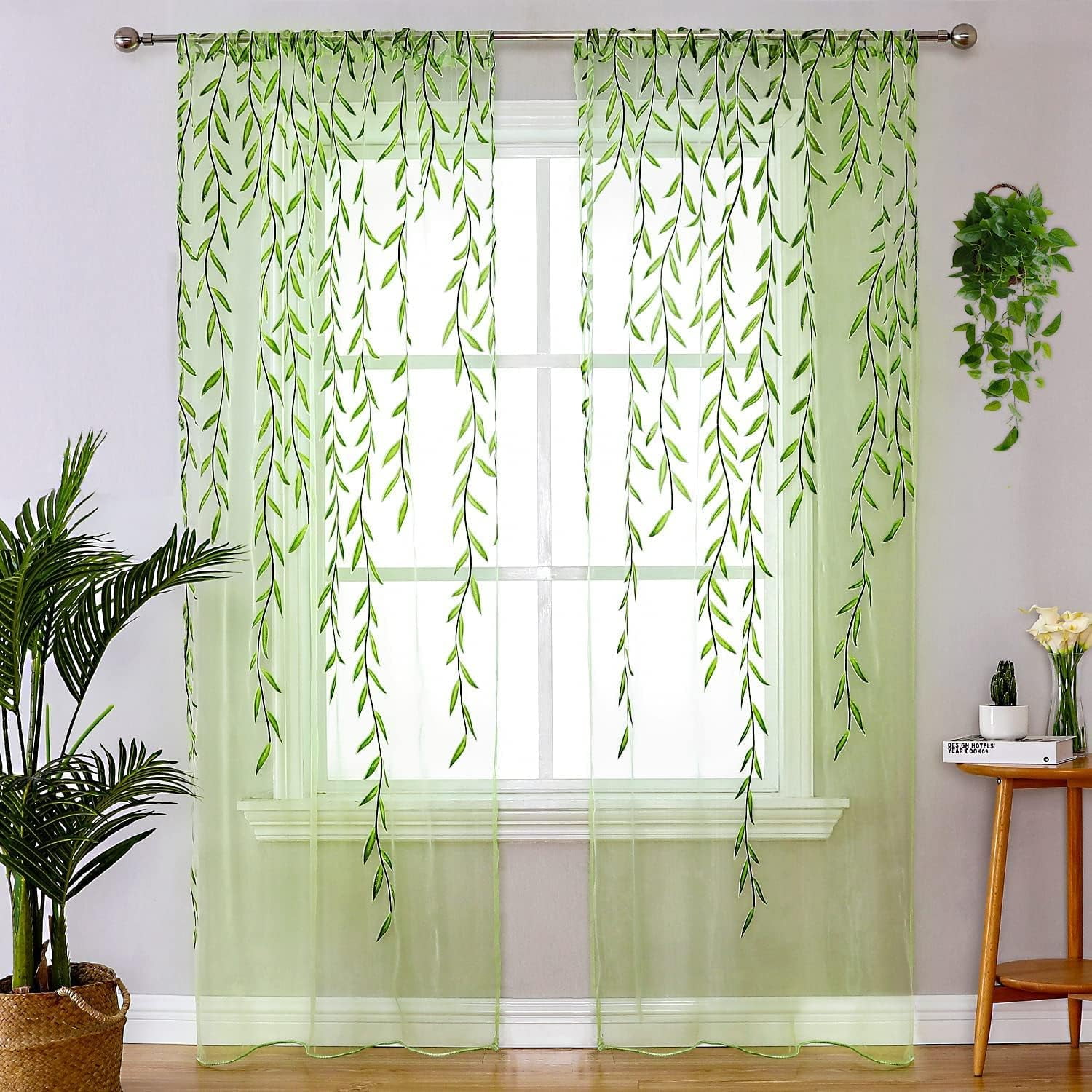 Curtains Cute Green Sheers Leaf Curtain Tulle Vine Window Curtains ...