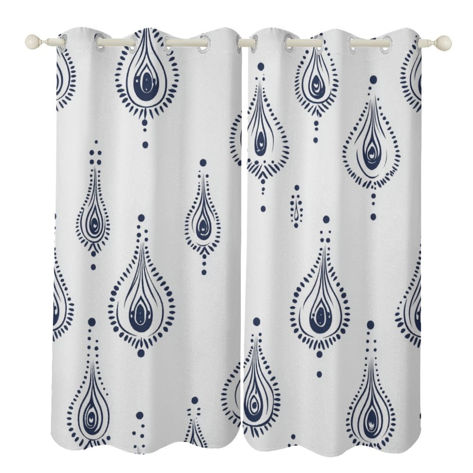 Curtains Darkening Blackout Curtains (2 Panels) Grommet Top Window for ...