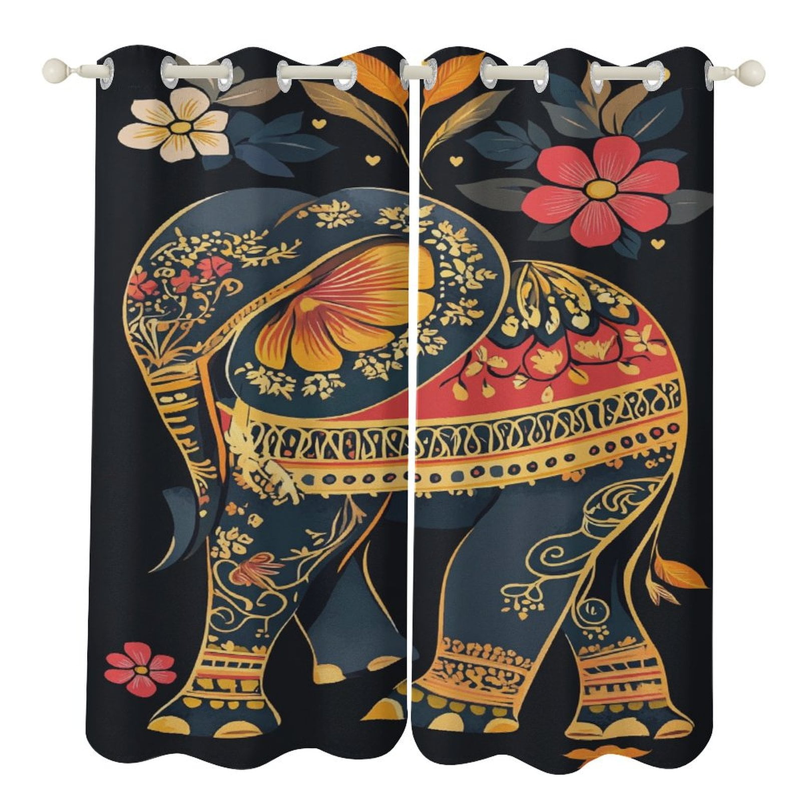 Curtains Darkening Blackout Curtains (2 Panels) Grommet Top Window for ...