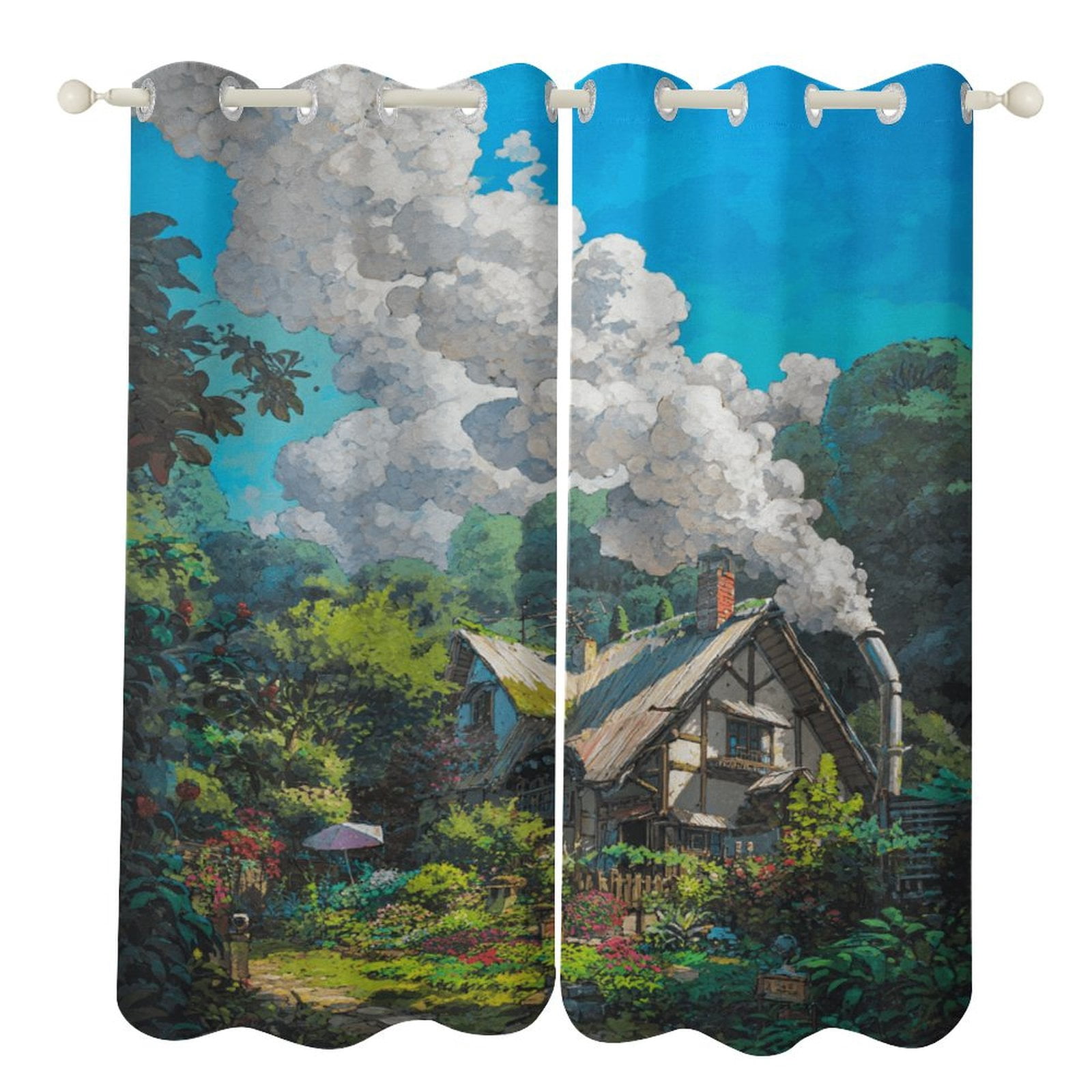 Curtains Darkening Blackout Curtains (2 Panels) Grommet Top Window for ...