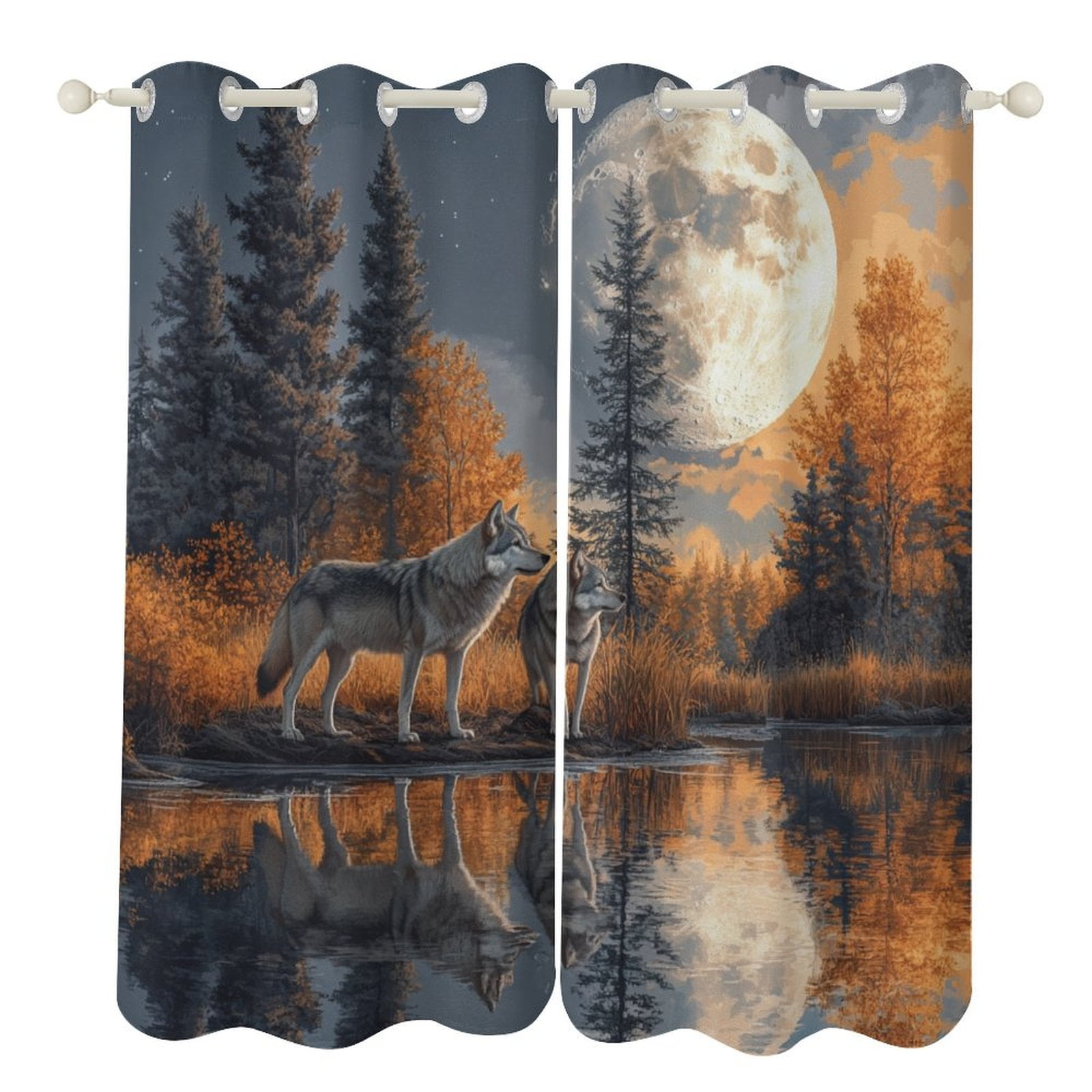 Curtains Darkening Blackout Curtains (2 Panels) Grommet Top Window for ...