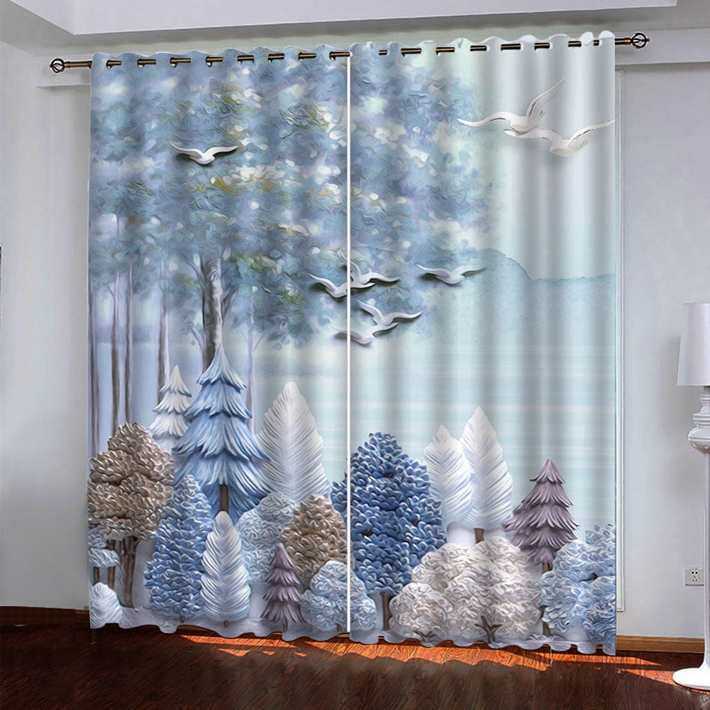 Curtains For Bedrooms Abstract Art Deep Forest 3D Window Curtains Home ...