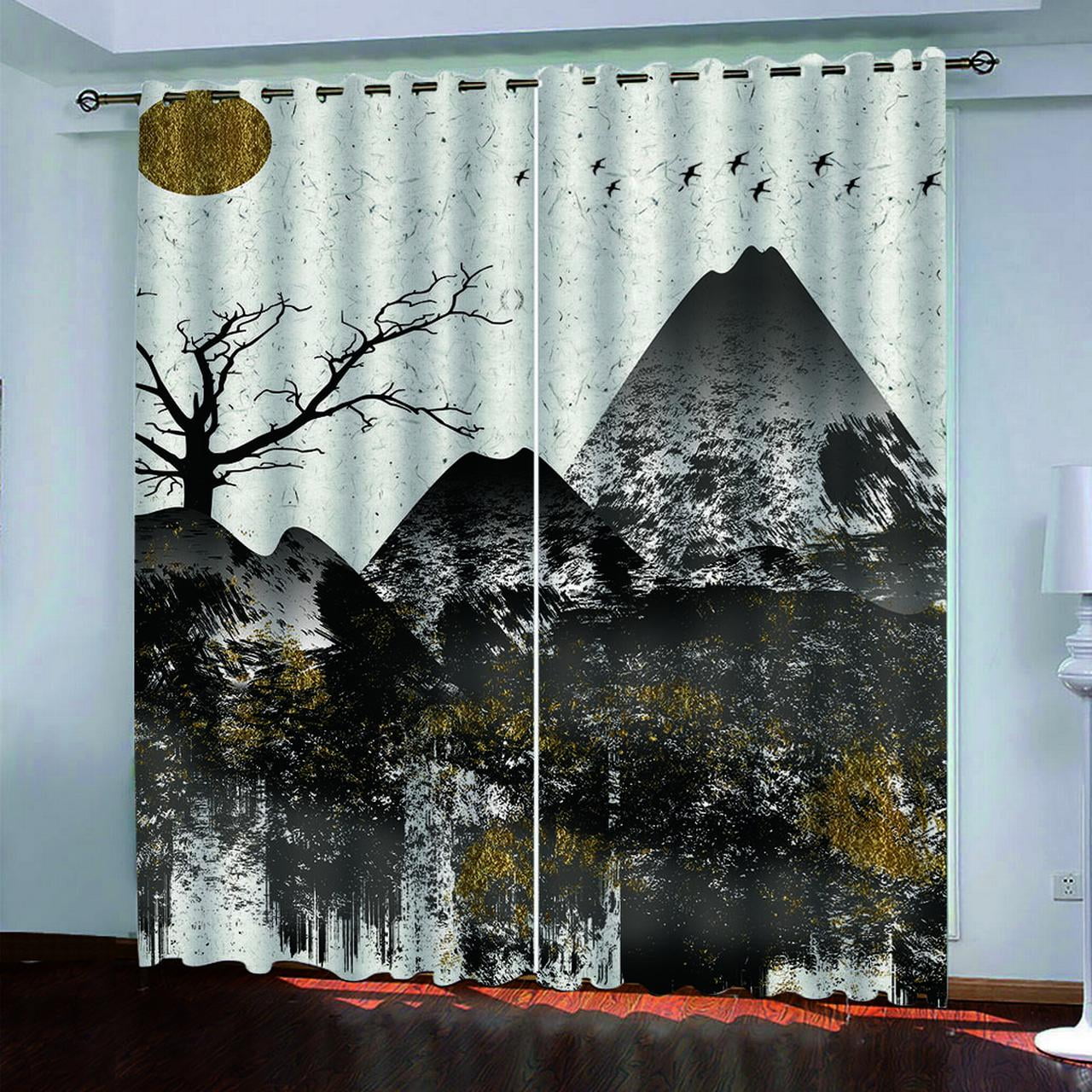Curtains For Rooms 3D Abstract Art Mountain Landscape Pattern Modern ...