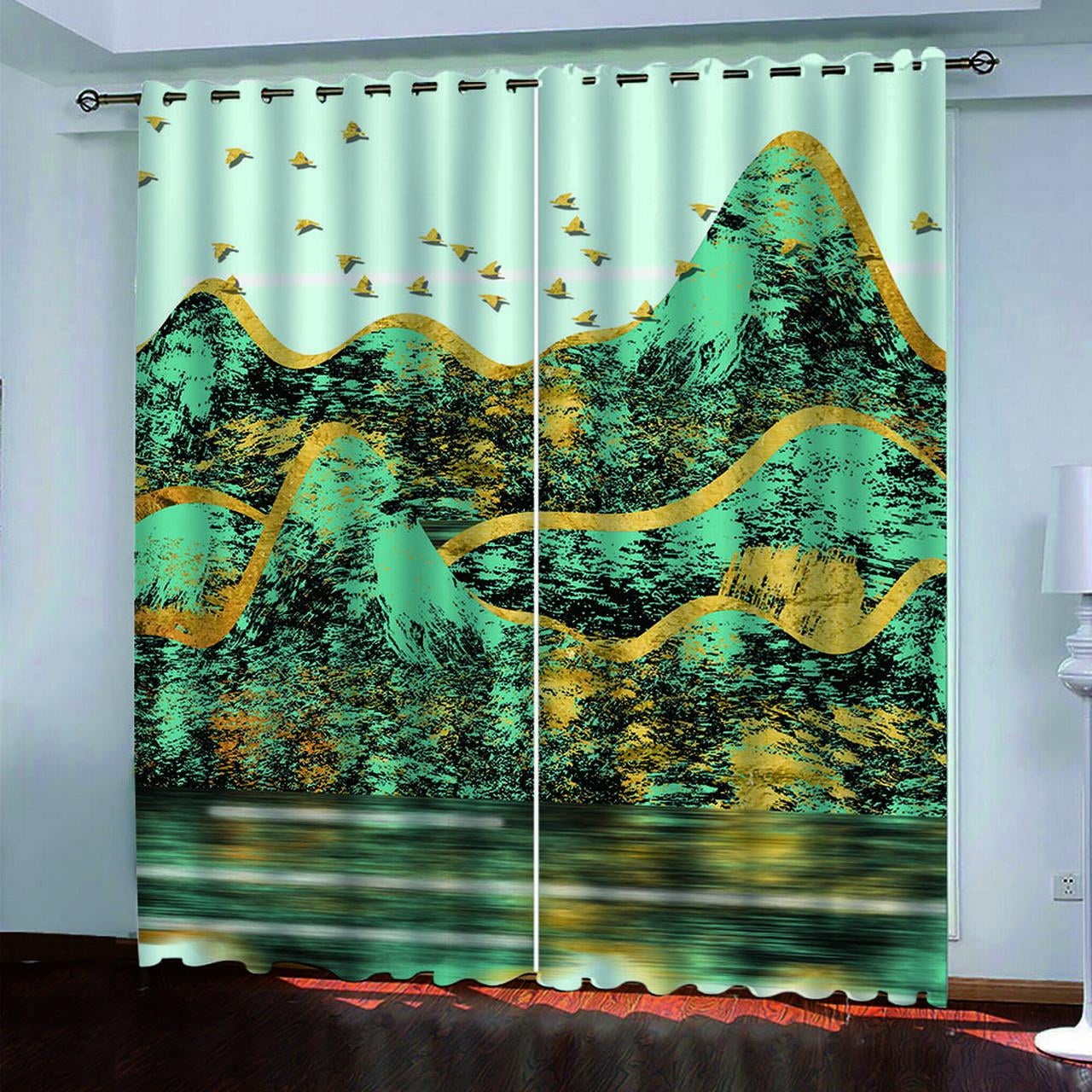 Curtains For Rooms 3D Abstract Art Mountain Landscape Pattern Modern ...