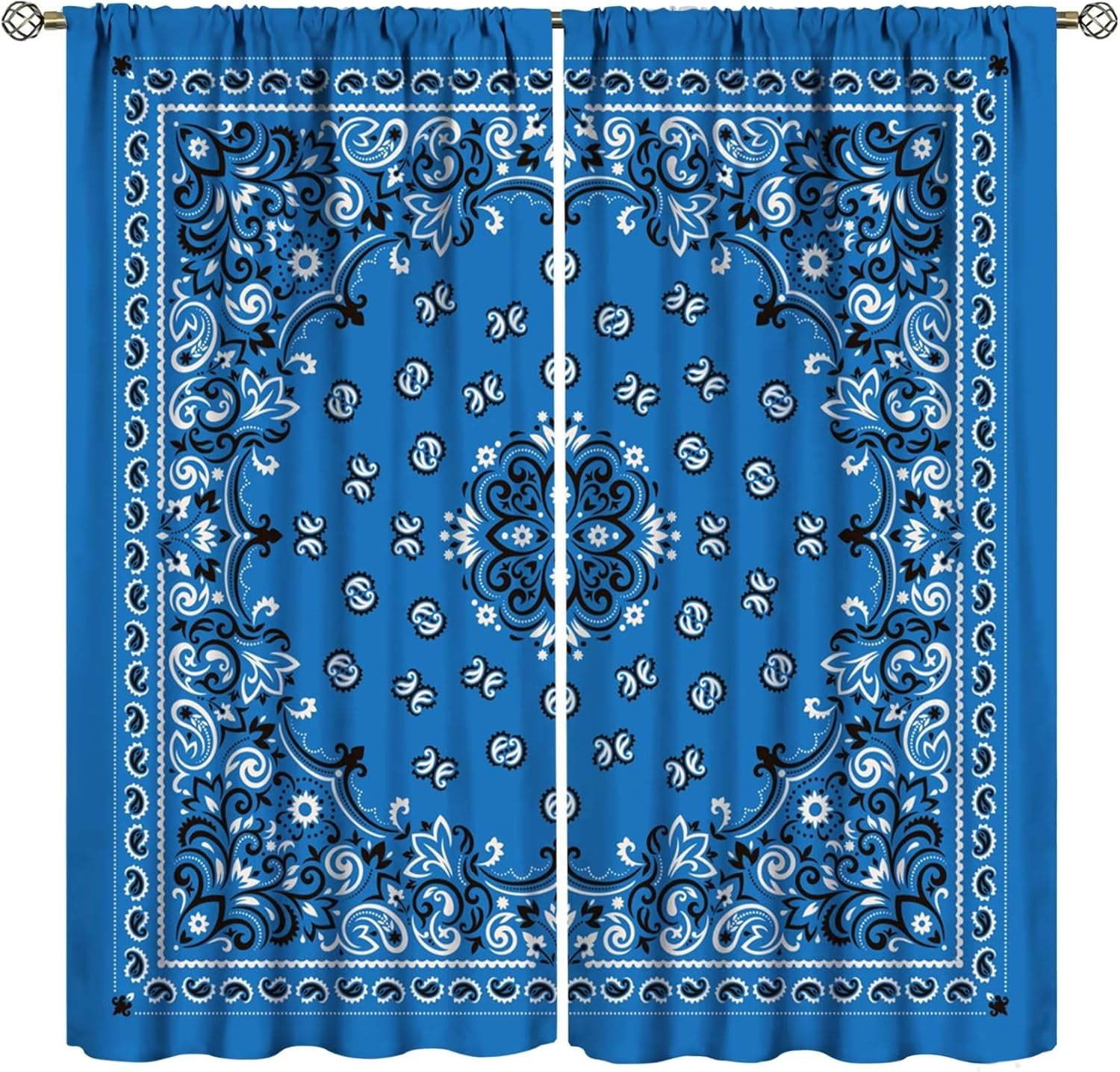 Curtains Paisley Bandana Navy Blue Boho Mandala Floral,Southwestern ...