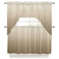 Curtains Swag and Tiers Curtains Set, Brown Beige Valances with Kitchen ...