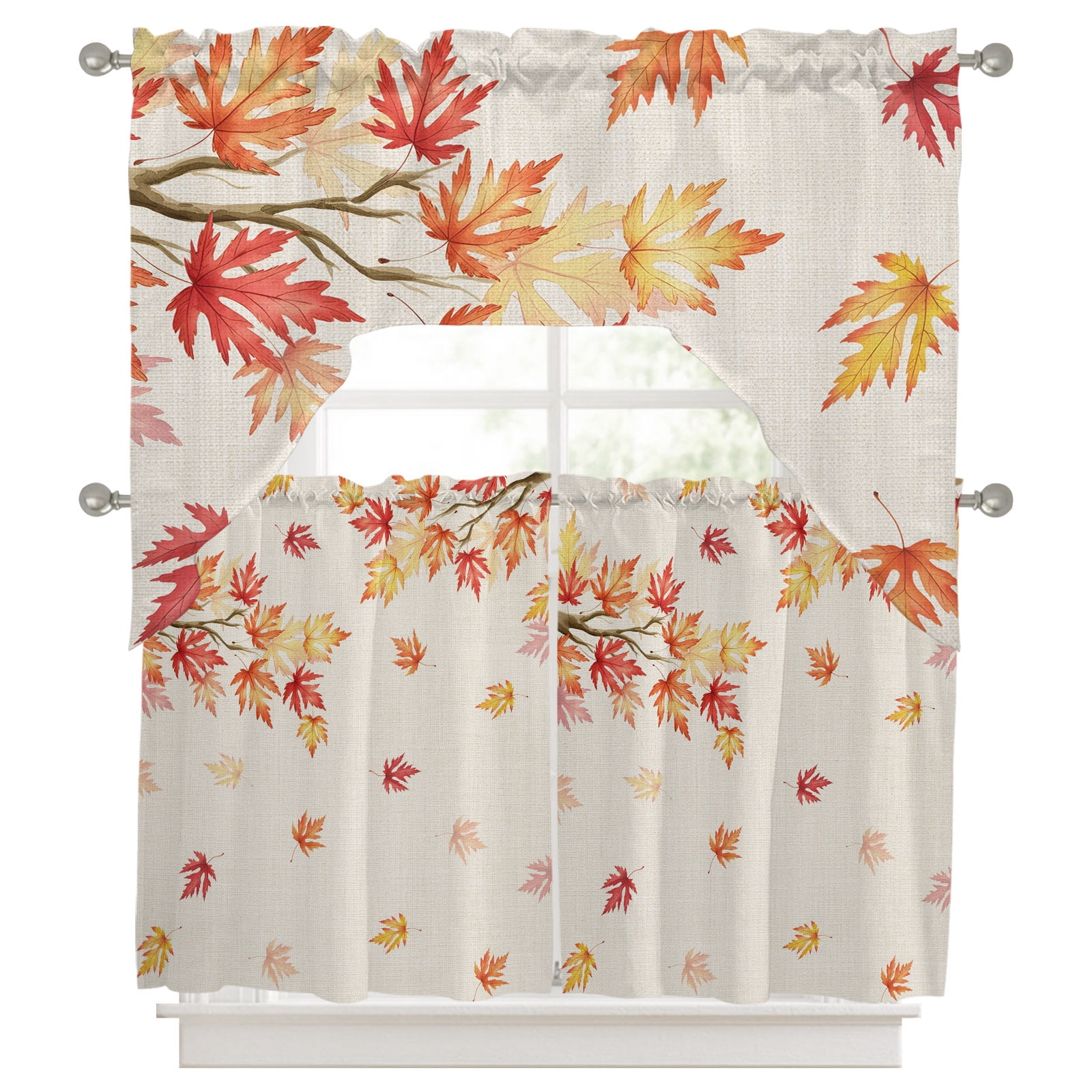 Curtains Swag and Tiers Curtains Set, Fall Valances with Kitchen Tier ...