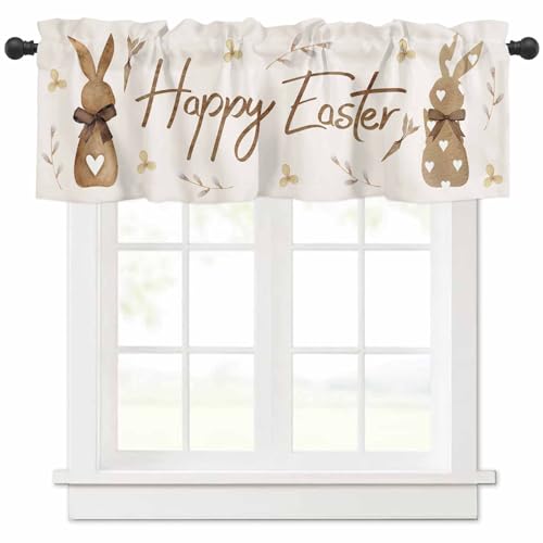 Curtains Valances Easter Gnome Rabbit Egg Spring Flower Eucalyptus Leaf ...
