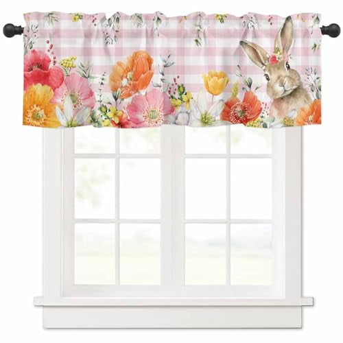Curtains Valances Easter Rabbit Poppy Flowers Spring Eucalyptus Leaf ...