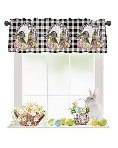 Curtains Valances Happy Easter Bunny Tail Funny Rabbit Eggs Vintage ...