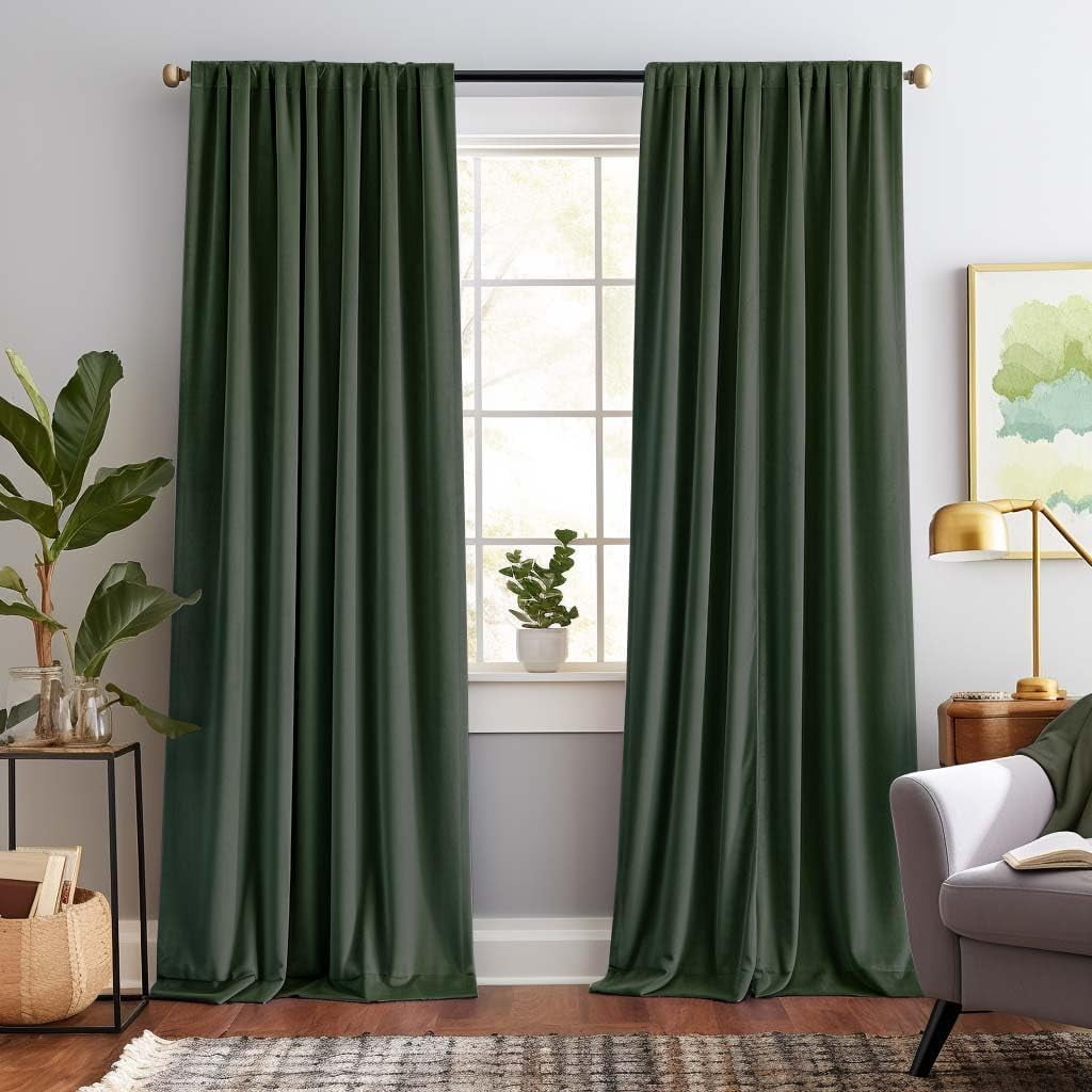 Curtains Velvet Curtain for Living Room, Thermal Insulated Drape for ...
