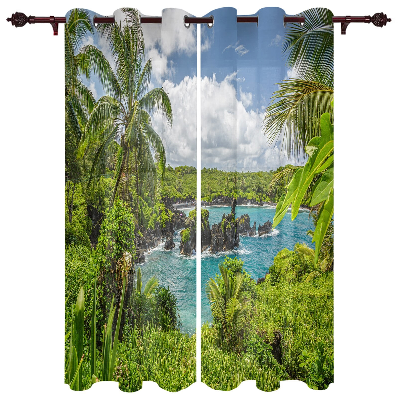 Curtains for living room Patio Curtain Red Phone Booth 2 panels set ...