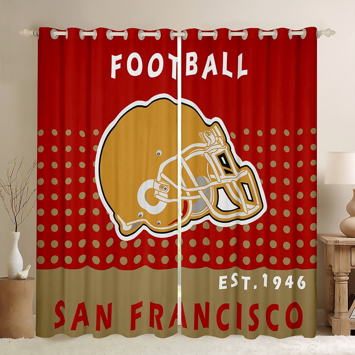 Erosebridal Football Curtain 52x63 inch,Rugby Window Curtain for Fan ...