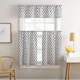 Curtainworks Kiara 3 Piece Valance and Tier Set Navy, Rod Pocket, Light ...