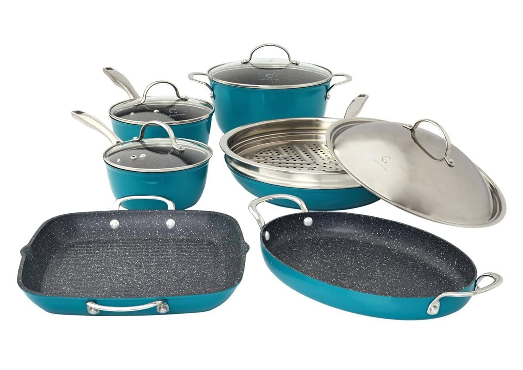 Curtis Stone Do It All Dura-Pan Cookware 11 Piece Set ~Turquoise ...
