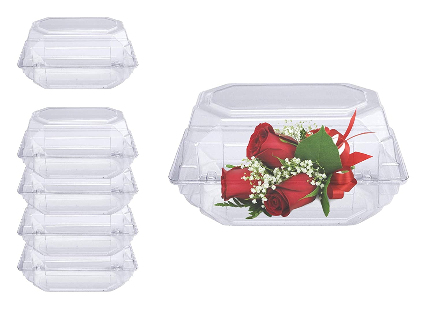 Curtis Wagner Plastics CW-754 Clear Medium Corsage Flower Boxes (5-Pack ...