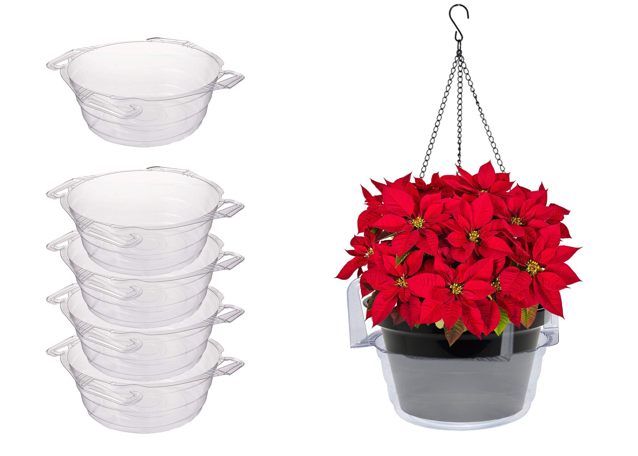 Curtis Wagner Plastics Clear Round Hanging Basket Drip Pans (5-Pack ...
