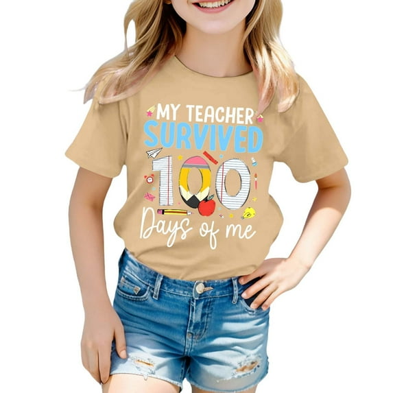 Curuila 100 Days Of School Shirts For Girls Boys Short Sleeve Cute ...