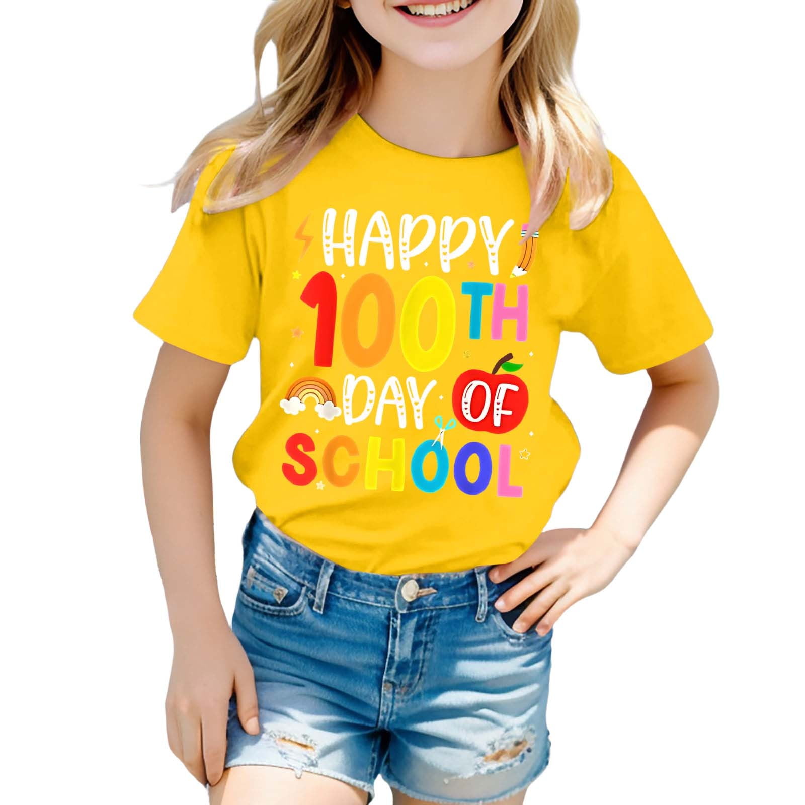 Curuila 100 Days Of School Shirts For Girls Boys Short Sleeve Cute ...