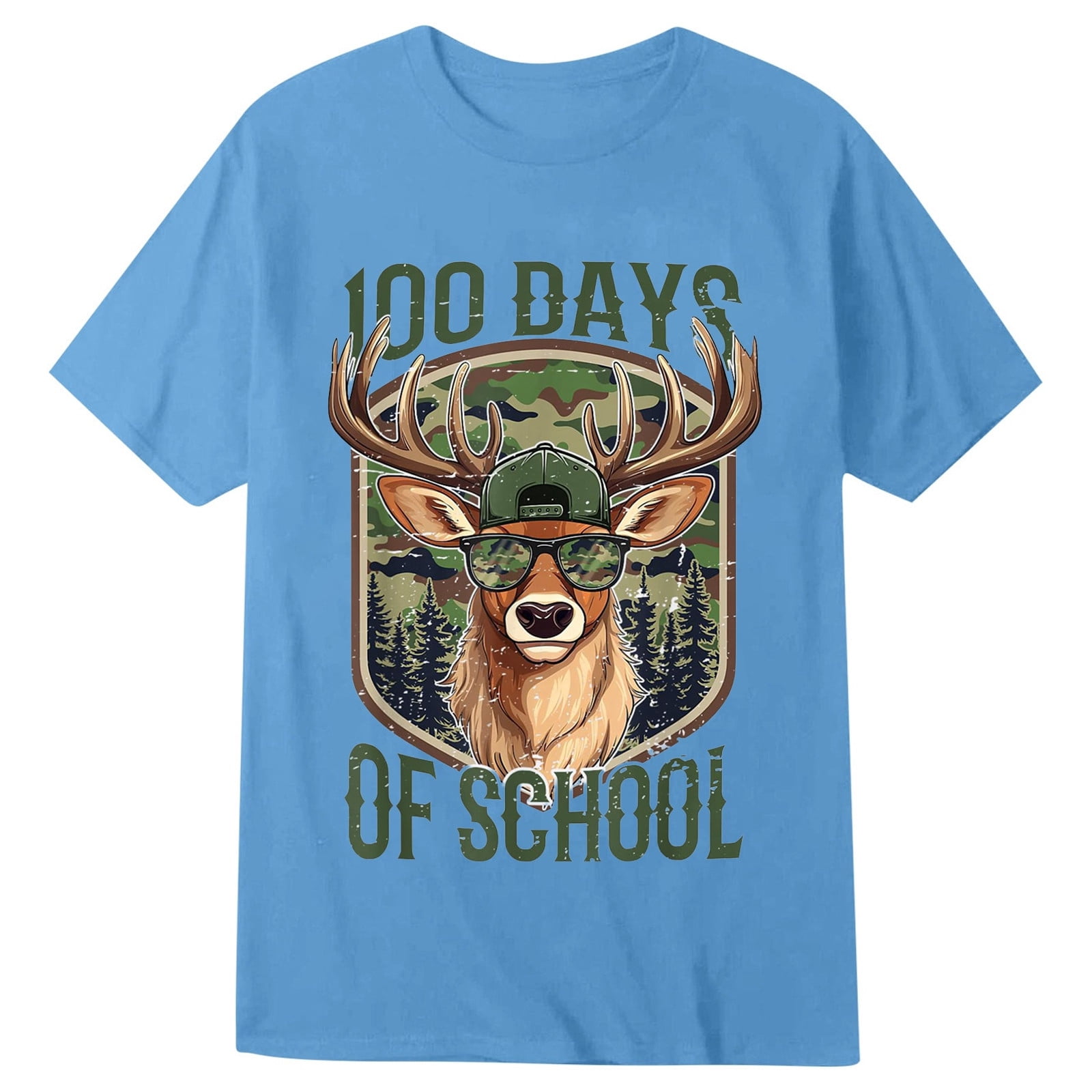 Curuila 100 Days Of School Shirts Letter Print Short Sleeve Crew Neck ...