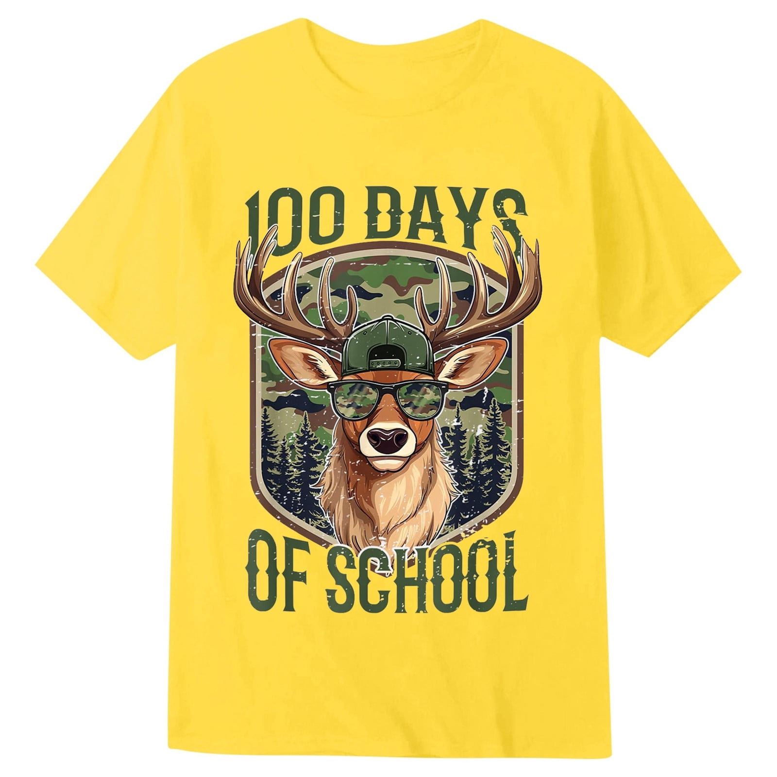 Curuila 100 Days Of School Shirts Letter Print Short Sleeve Crew Neck ...