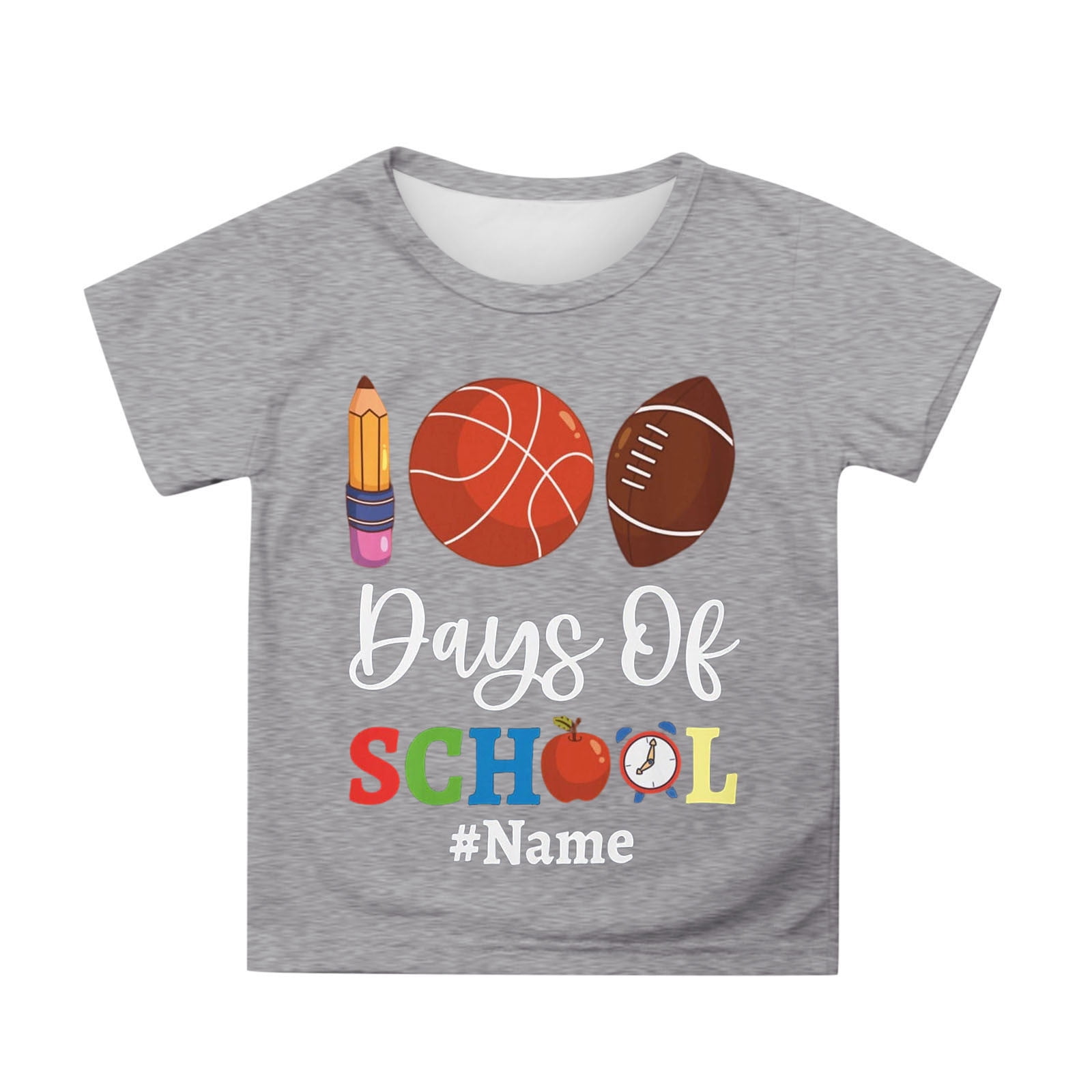 Curuila 100 Days Of School Shirts Letter Print Short Sleeve Loose Fit ...