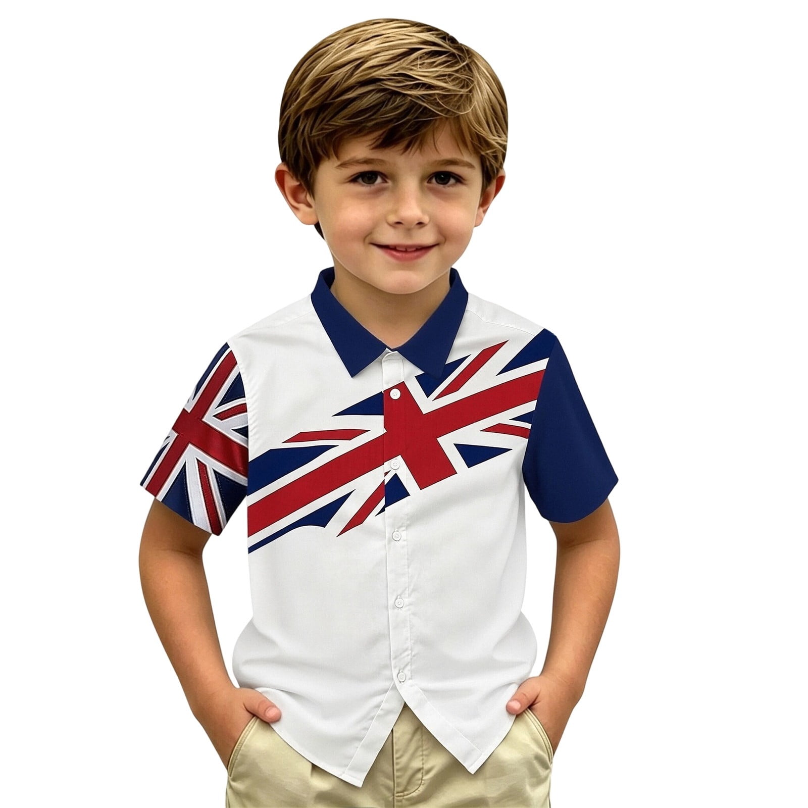 Curuila Child Kids Boys Shirt Britain Day Print Short Sleeve Lapel ...