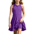 Curuila Child Kids Girls Dress With Shorts Solid Color Crew Neck ...