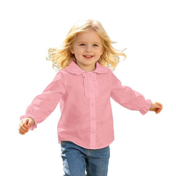 Curuila Child Kids Girls T-Shirts Long Sleeved Solid Color Crew Neck ...