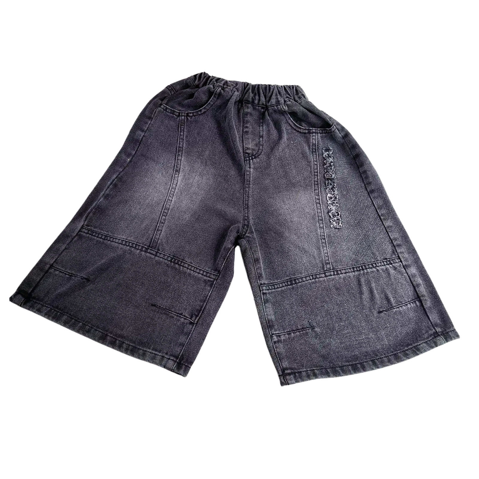 Curuila Children Boys Denim Shorts With Pocket Elastic Waistband Solid ...