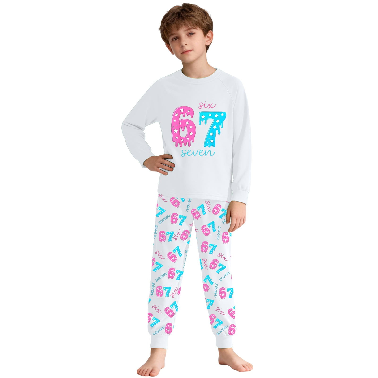 Curuila Children Boys Girls Two Piece Set Fashion Printed Crew Neck ...