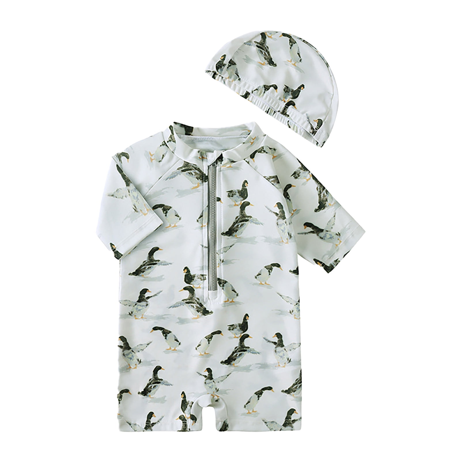 Curuila Children Boys One Piece Swimsuit Zipper Crew Neck Short Sleeve ...