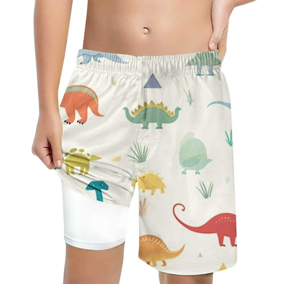 Curuila Children Boys Swim Trunks Cartoon Print Elastic High Waisted ...