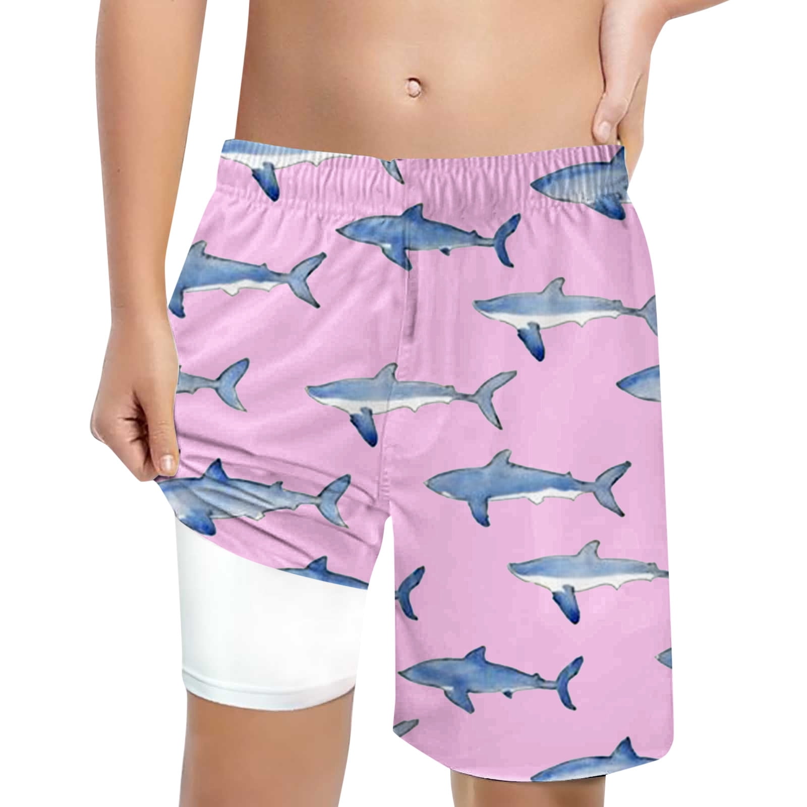 Curuila Children Boys Swim Trunks Cartoon Print Elastic High Waisted ...