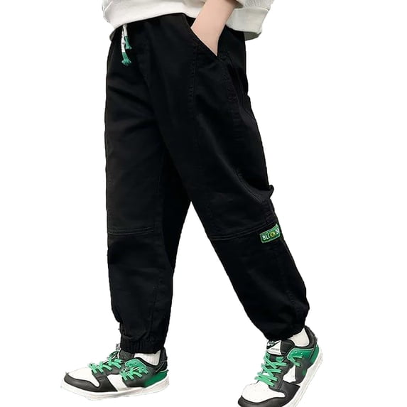 Curuila Children Girls Boys Pants Drawstring Waistband Solid Color ...