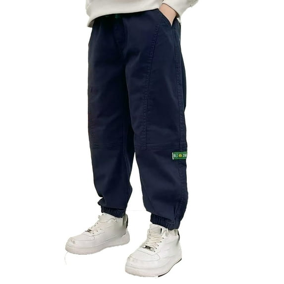 Curuila Children Girls Boys Pants Drawstring Waistband Solid Color ...