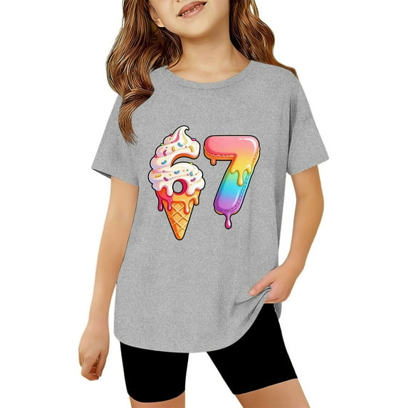 Curuila Children Girls Boys T Shirts Cartoon Print Loose Fit Short ...