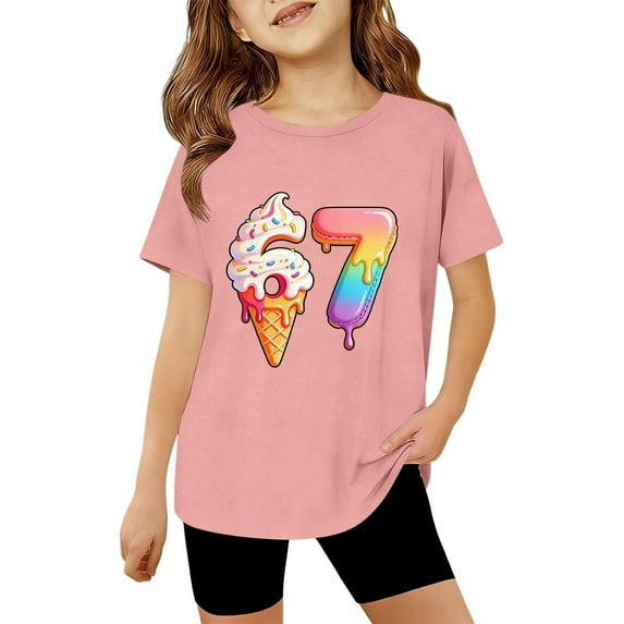 Curuila Children Girls Boys T Shirts Cartoon Print Loose Fit Short ...