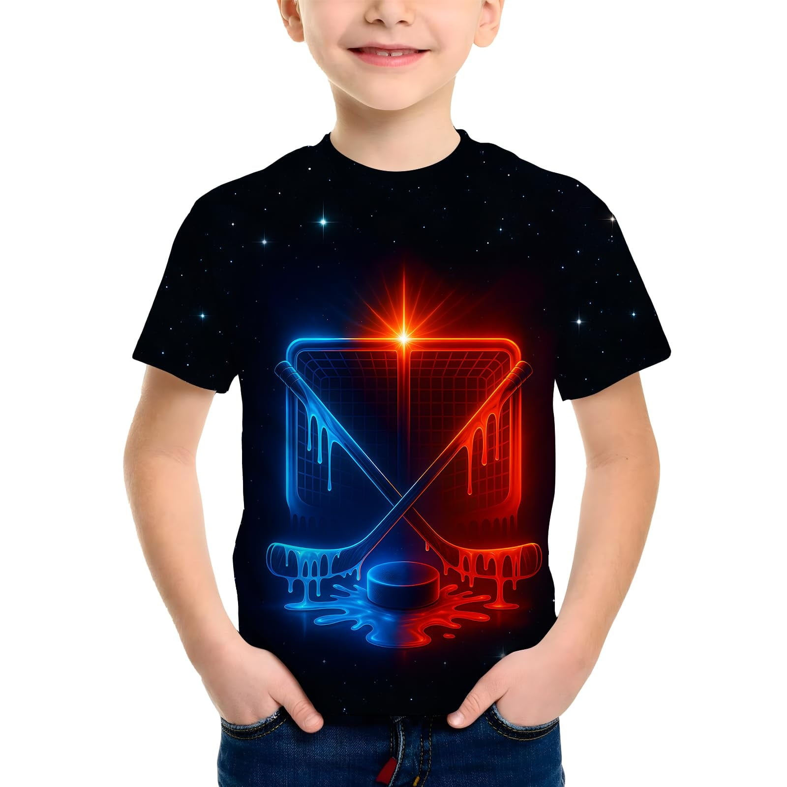 Curuila Children Girls Boys Tops Cartoon Print Short Sleeve Crew Neck ...