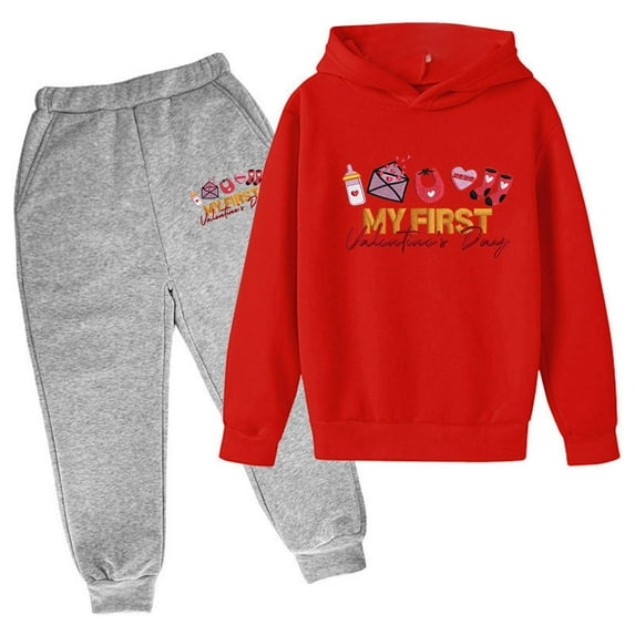 Curuila Children Girls Boys Valentine'S Day Hoodie Set Casual Cute ...
