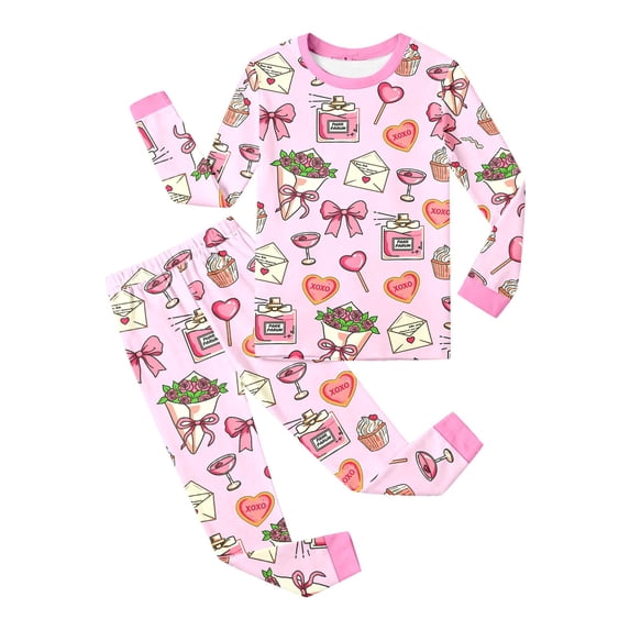 Curuila Children Girls Two Piece Sets Crew Neck Long Sleeve Graphic ...