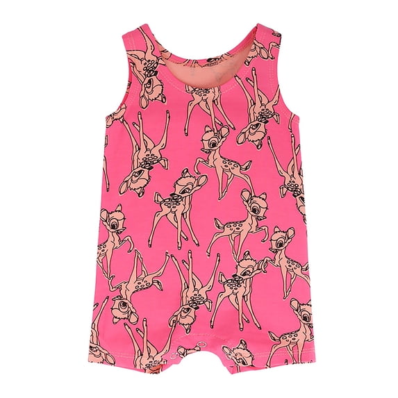 Curuila Baby Girls Summer Romper Sleeveless Graphic Print Crew Neck ...