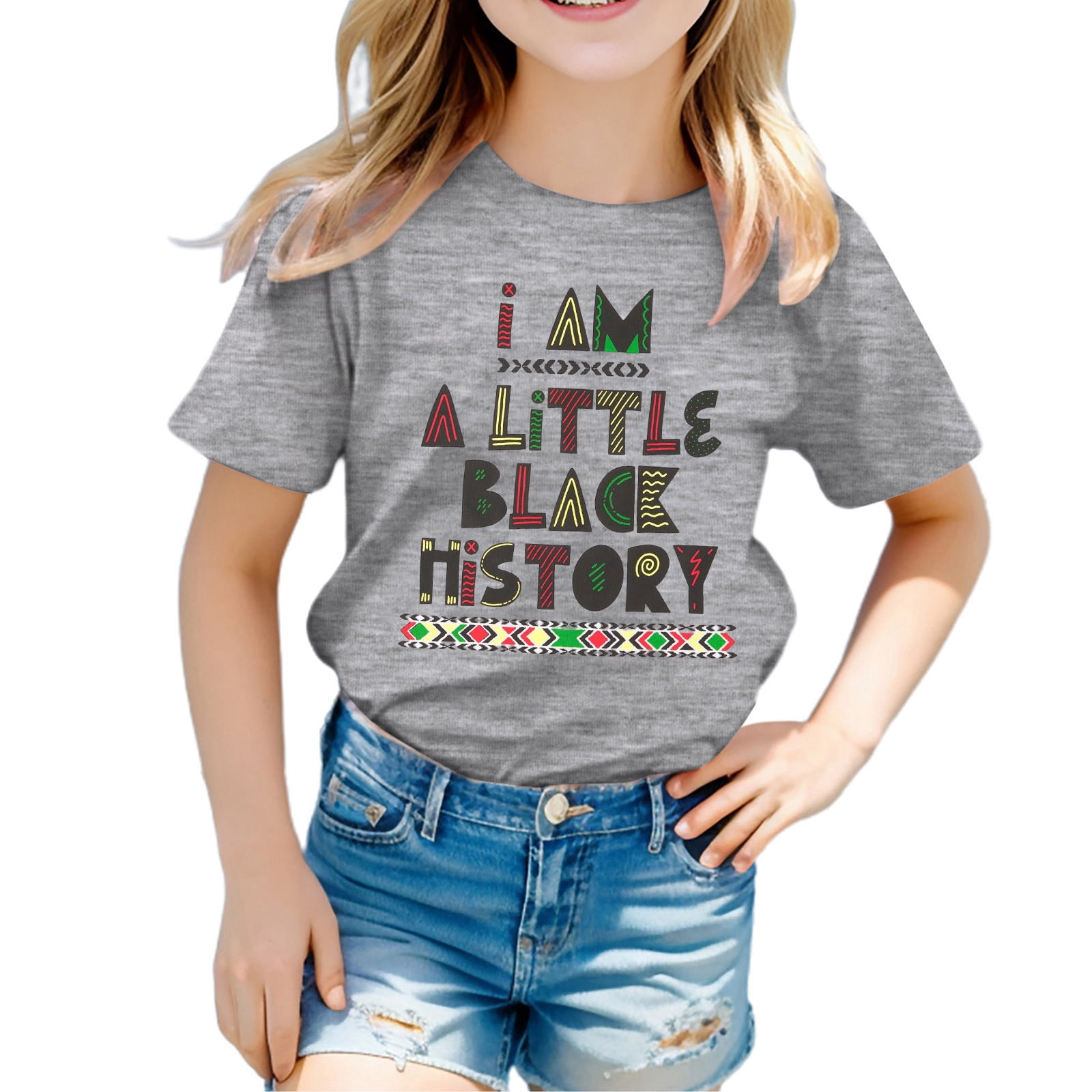 Curuila Kids Girls Boys Tops Letter Print Crew Neck Short Sleeve ...
