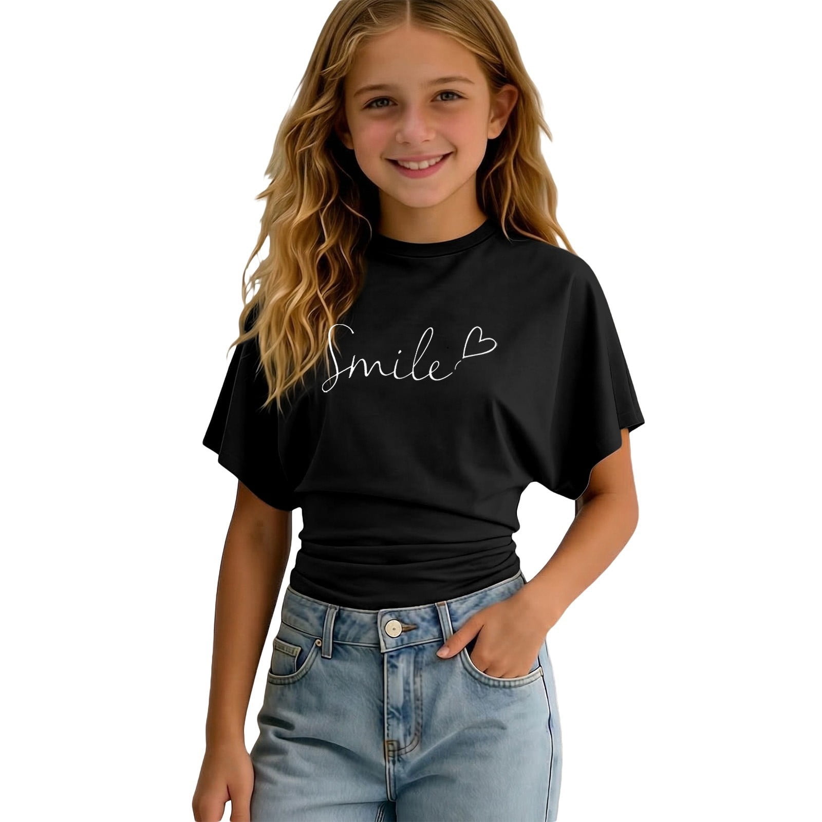 Curuila Infant Kids Girls T Shirt Short Sleeve Letter Print Crew Neck ...