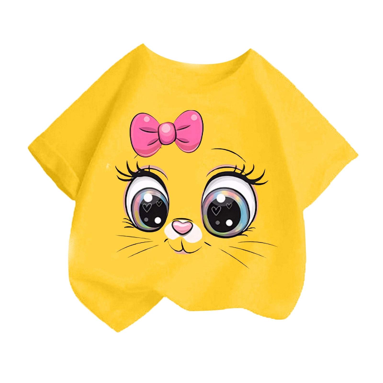 Curuila Kid Girls Tops Cartoon Print Crew Neck Short Sleeve Tee Summer ...