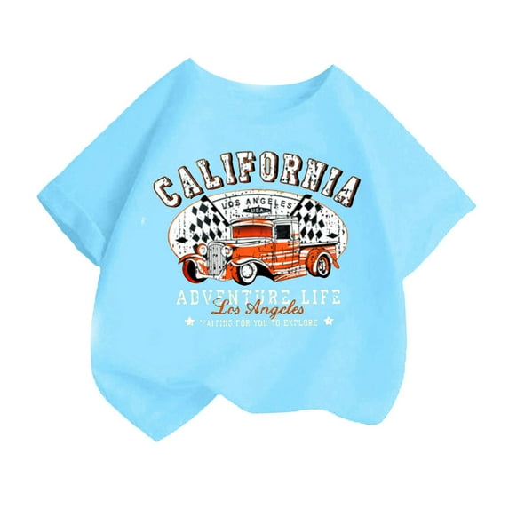Curuila Kid Girls Tops Letter Print Crew Neck Short Sleeve Tee Summer ...