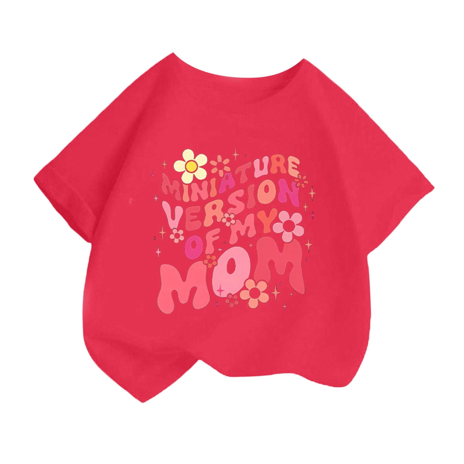 Curuila Kid Girls Tops Letter Print Crew Neck Short Sleeve Tee Summer ...