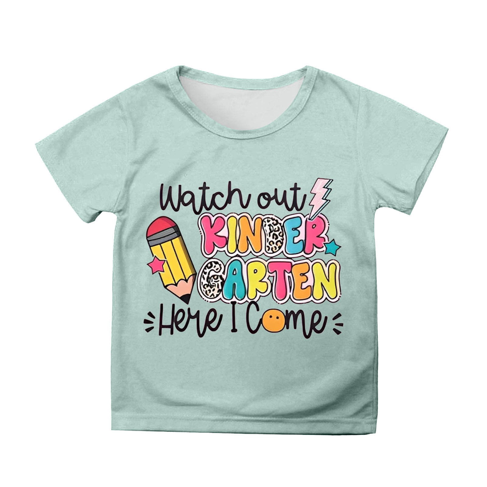 Curuila Kid Girls Tops Short Sleeve Casual Letter Print Crew Neck Tees ...