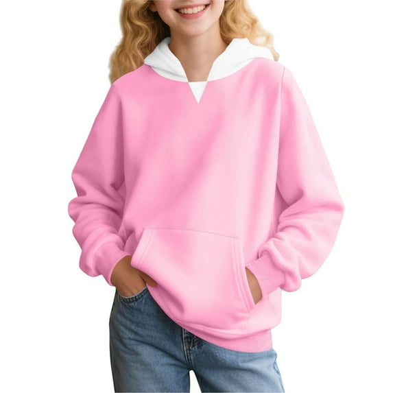 Curuila Kids Girls Boys Hoodies Color Block Long Sleeve Crew Neck ...